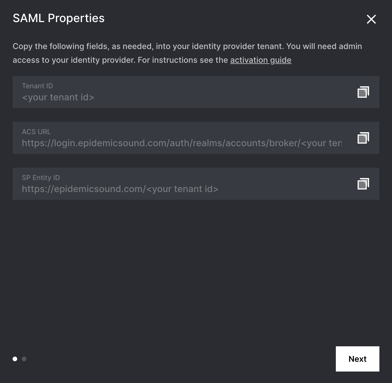 Set up custom SAML 2.0 configuration
